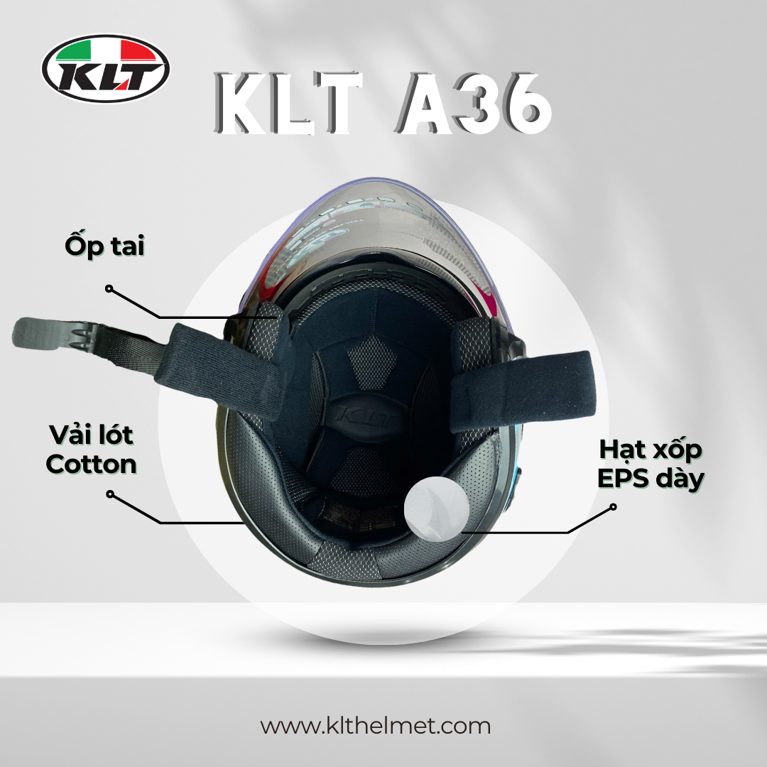 Mũ bảo hiểm 3/4 đầu KLT A36 trơn | KLT Helmet